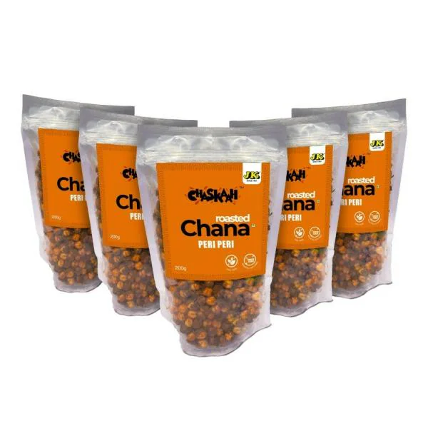 Chaskaah Peri Peri Chana 1Kg (200gx5) by JK | Bhuna Chana | Roasted Masala Chickpeas Roasted ...