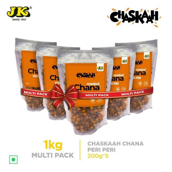 Chaskaah Peri Peri Chana 1Kg (200gx5) by JK | Bhuna Chana | Roasted Masala Chickpeas Roasted ...