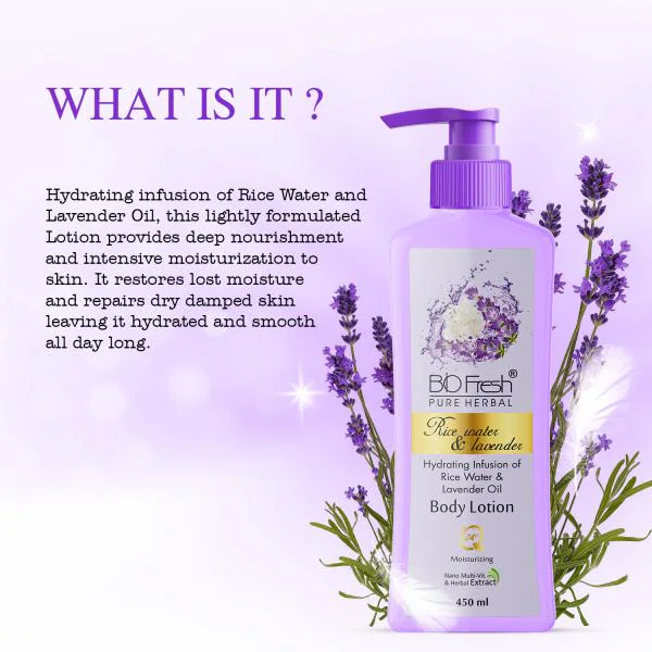 BioFresh Herbal Rice Water & Lavender Body Lotion for Men and Women ...