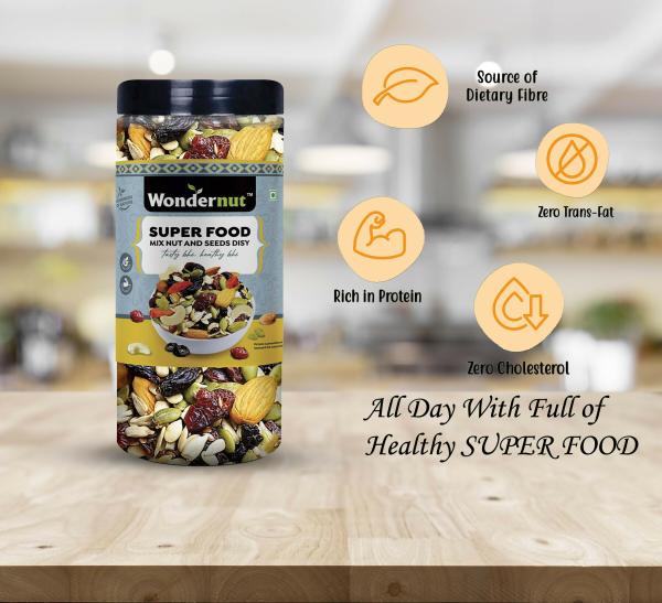 Wondernut Heathy Testy Super Food (Mix nut and Seeds) 500gm Pack of 2 ...