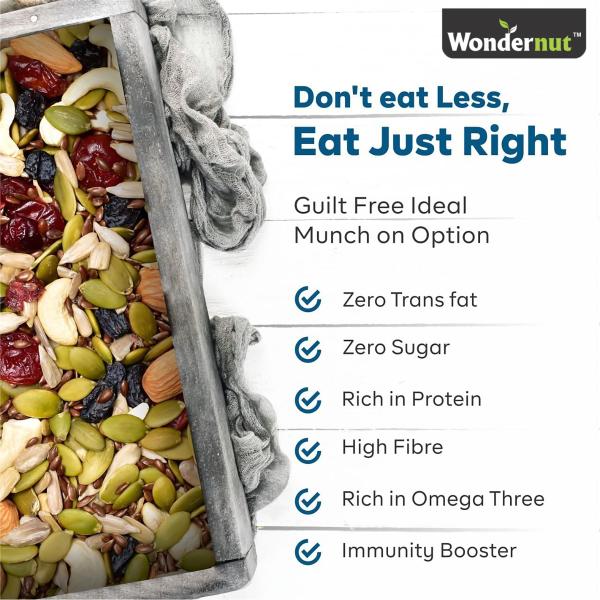 Wondernut Heathy Testy Super Food (Mix nut and Seeds) 500gm Pack of 2 ...