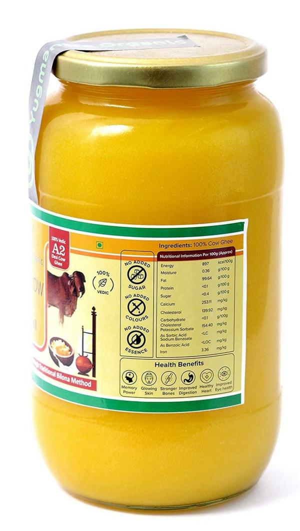 Yugmantra Organic Foods 100 Percent Pure Natural A2 Milk Sahiwal Cows Grass-Fed Desi Ghee 1 L ...