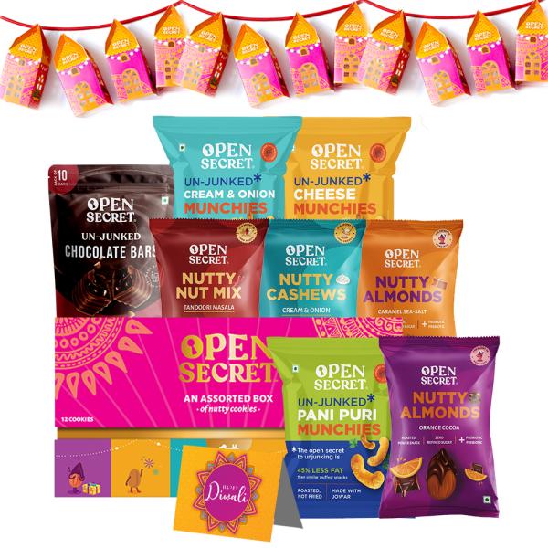 Open Secret Diwali Snacks Combo - Nuts, Chocolates and Puff Snacks ...