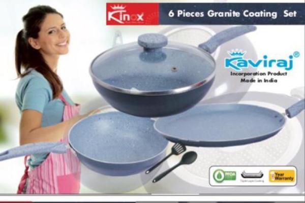 Kinox Grey Aluminium Granite Induction Cookware Set 6 pcs (KXG6PCSET ...