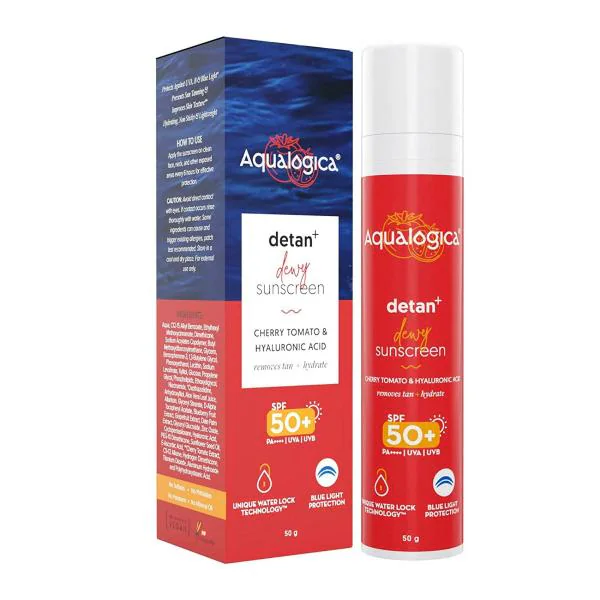 Aqualogica Detan+ Dewy Sunscreen with Cherry Tomato & Hyaluronic Acid ...
