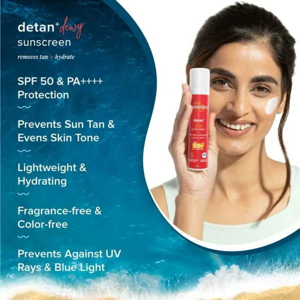 Aqualogica Detan+ Dewy Sunscreen with Cherry Tomato & Hyaluronic Acid ...
