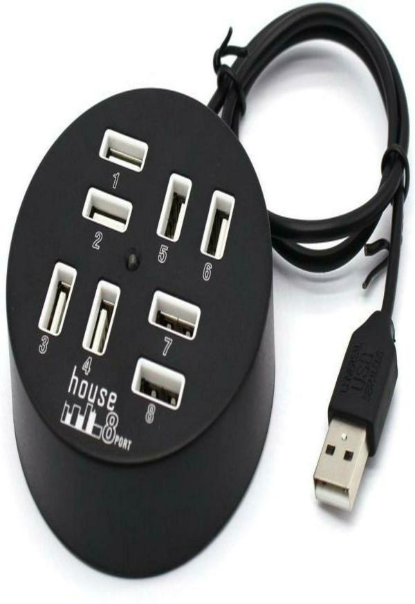 RETRACK Portable Round 8 Port USB Hub (Black) - JioMart