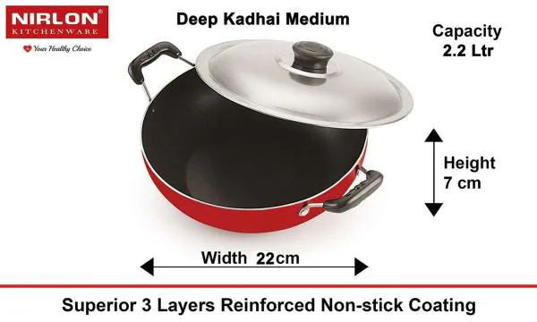 Nirlon 4 pcs of Red, Black Non-stick Aluminium Kitchen Cookware Set ...