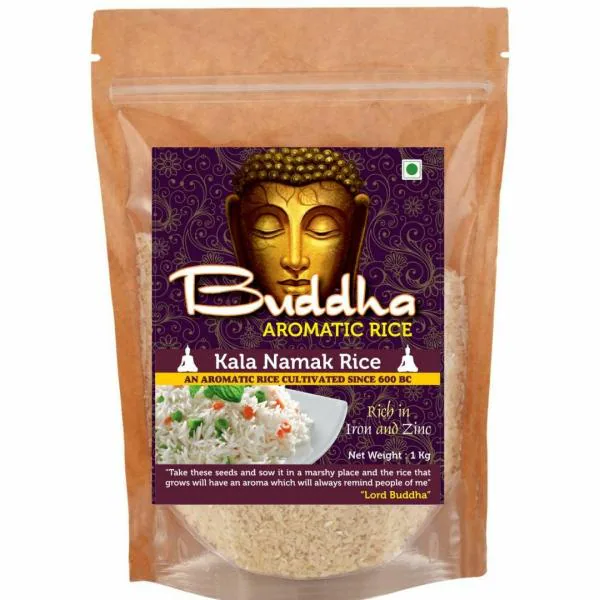 Pitaamah Organic Kala Namak Rice | 1kg | Aromatic Rice | Unpolished ...