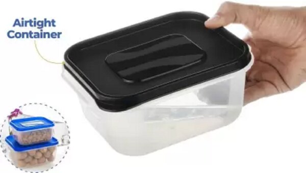 APRON 3 Pcs Square Shape Food Grocery Storage Container BLACK - 2400 ml ...