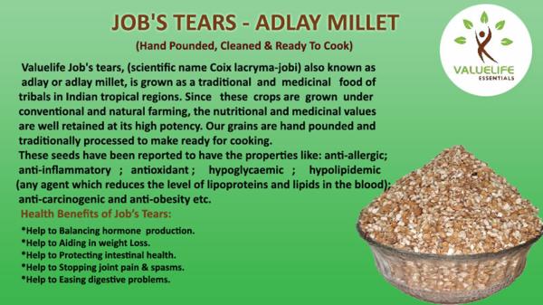 Valuelife White Job's Tears/Adlay Millet / Gavedhukam (Hand Pounded, Cleaned & Ready To Cook ...