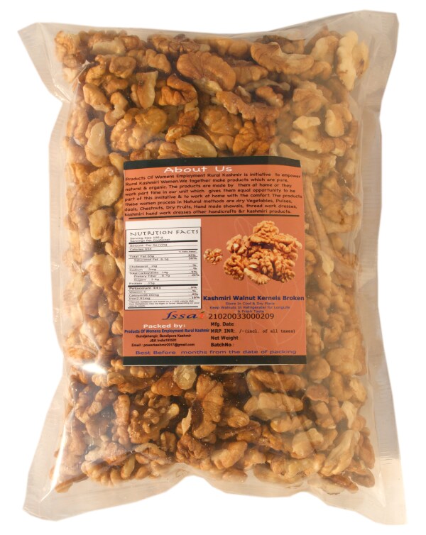 Power Kashmir Walnut Kernels Broken Nuts, Fresh Tasty Walnuts Dry Fruit 500 gram, Akhrot Giri ...