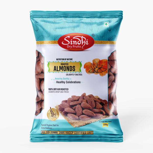 Sindhi Dry Fruits Roasted Almonds, Badam Roasted, Zero Cholestrol, Lightly Salted, Zero Oil ...