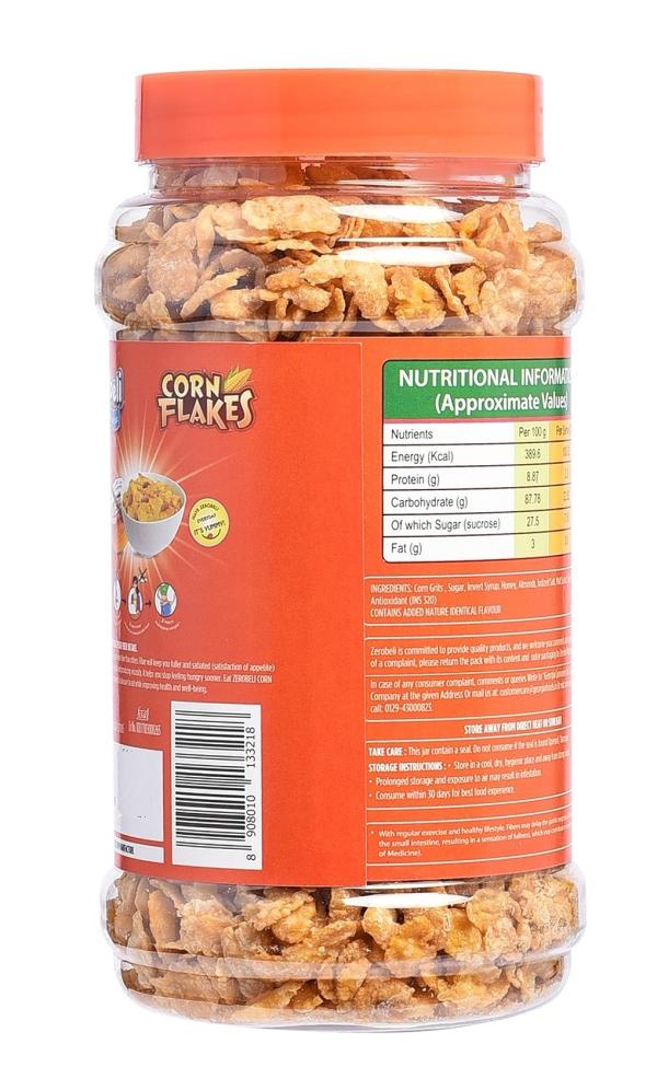 Zerobeli Real Honey and Almond Corn Flakes, 600 g (Pack of 300g x 2)| No Refined White Sugar ...