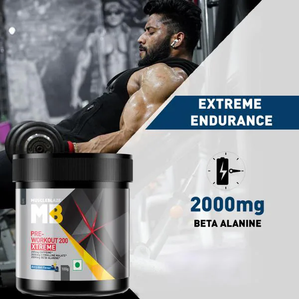 MuscleBlaze Pre Workout 200 Xtreme, 200mg Caffeine, 200mg Theanine ...
