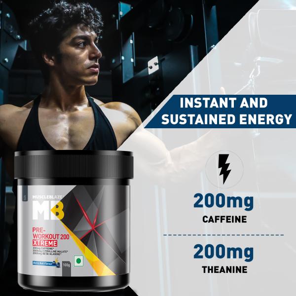 MuscleBlaze Pre Workout 200 Xtreme, 200mg Caffeine, 200mg Theanine ...