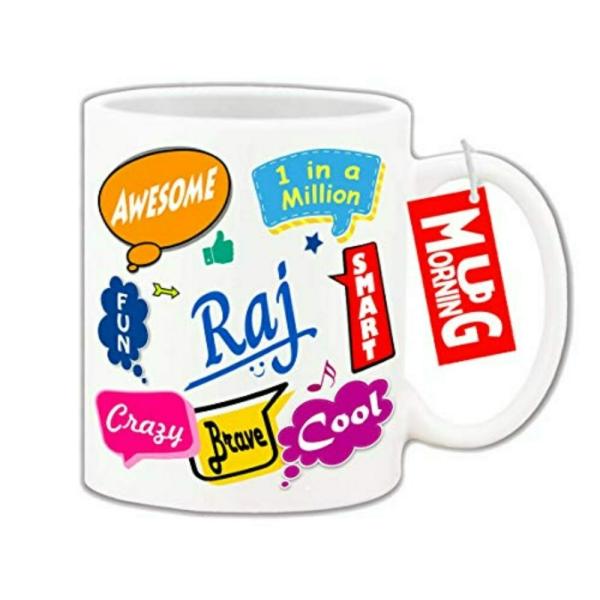 Mug Morning Raj Name Mug Raj Name Coffee Mugs for Kids Coffee Mug with ...
