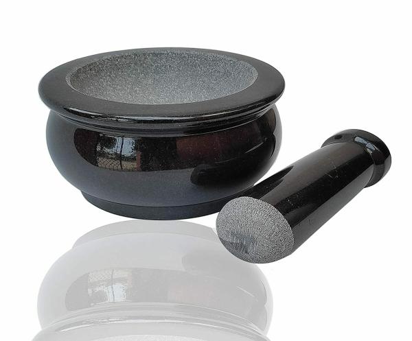 MYNAKSHA Pure Granite Stone Mortar and Pestle Set, kharad, Masher Spice ...