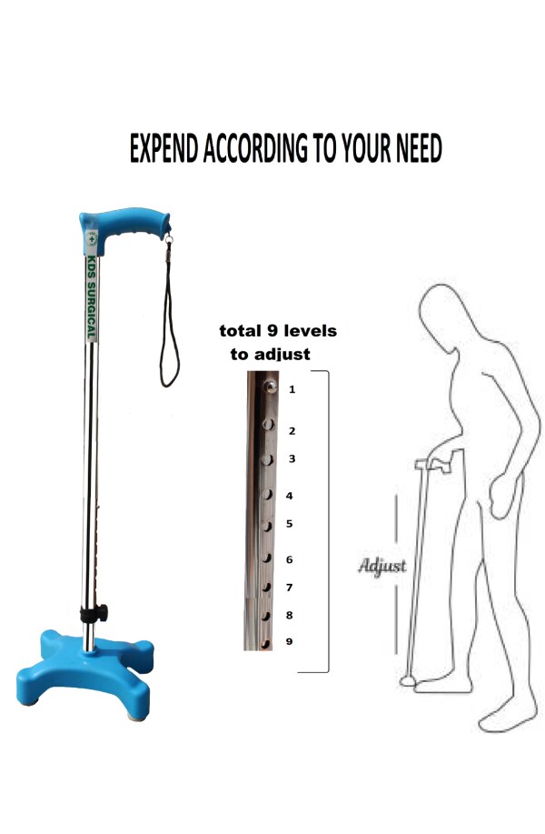 Kds Surgical 4 Leg Quadripod Chrome Height Adjustable Walking Stick ...