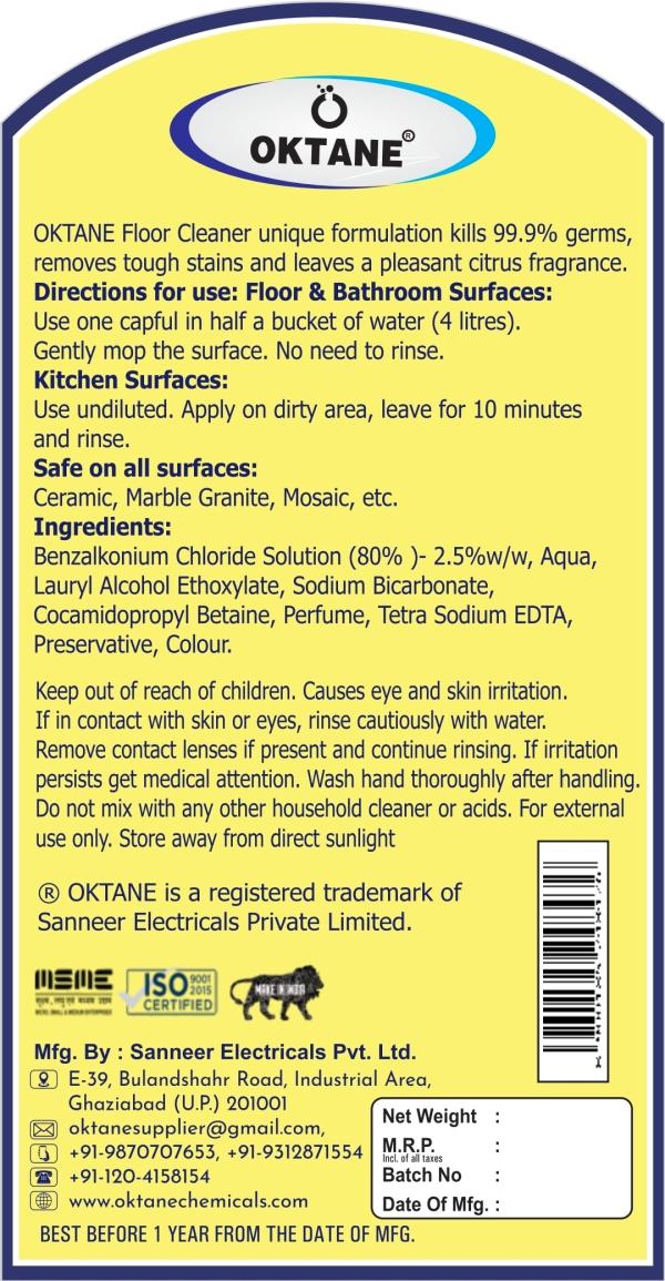 Oktane Disinfectant Surface & Floor Cleaner Liquid, Combo - Citrus [5L ...