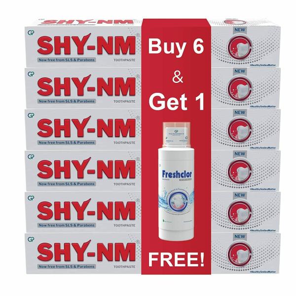 SHY-NM Toothpaste Pack of 6 and Freshclor Mouthwash (Pack of 7) - JioMart