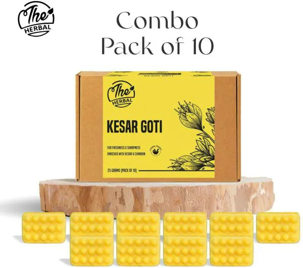 The Herbal Natural Kesar Goti Soap for Men and Women 250 g (Pack of 10) - JioMart