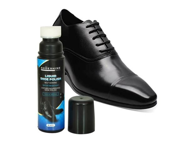 Shoeshine liquid shoe polish (Pack of 2) Black leather shoe polish ...