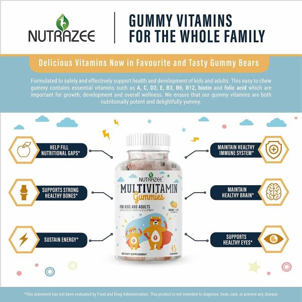 Nutrazee Multivitamin Gummies For Kids & Adults 45 Gummy Bears - JioMart