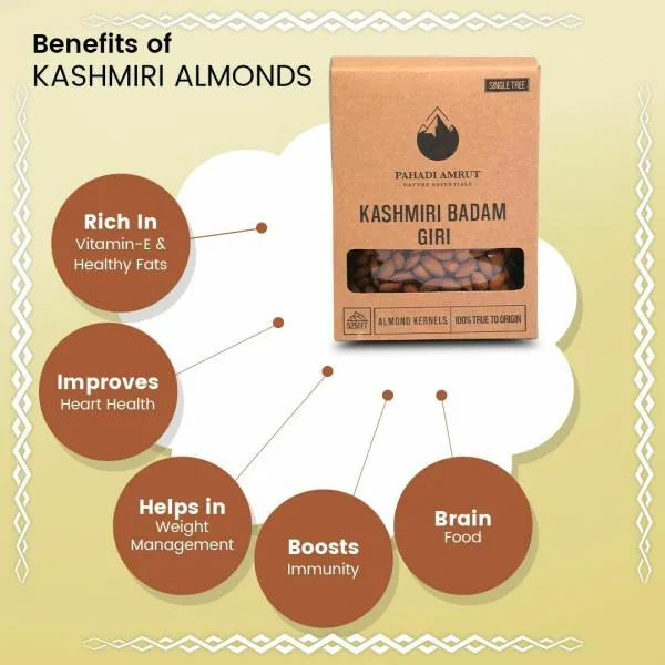 Pahadi Amrut Single Tree Badam Giri | Almond Kernels | Kashmiri Almonds ...