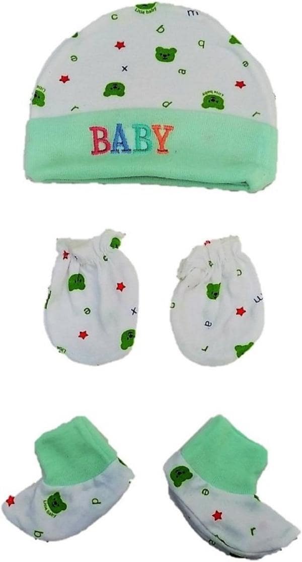 BIGBOUGHT Cotton Mittens and Booty Combo for New Born Baby| Set of 3 ...