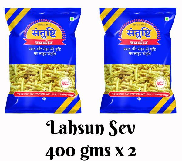 Santushti Namkeen| Lahsun Sev| 800gms, Crispy & Spicy Garlic Flavour ...