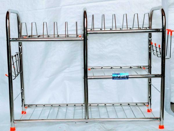 TSW Stainless Steel Round Pipe Stand Utensil Kitchen Rack,Silver - JioMart