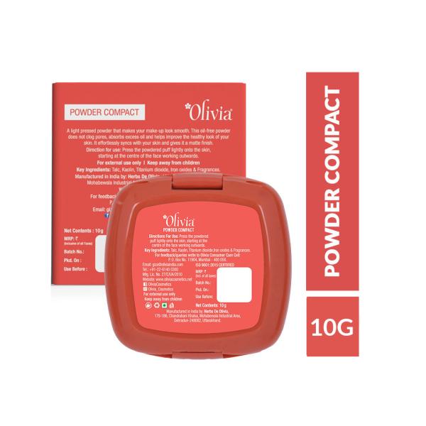 Olivia Compact Powder Peach Pie 10g, Matte Finish Light Pressed Oil ...