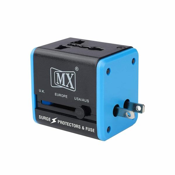 MX 4 in 1 Universal Travel Adapter with 2 USB Ports, Built-in Fuse ...