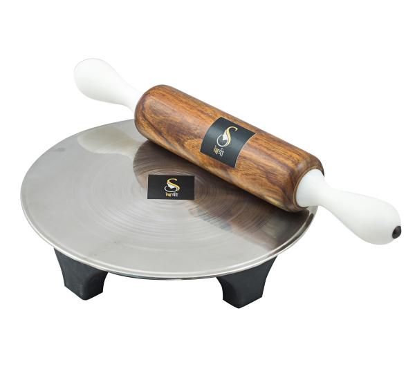 Stri Light Weighted Non Sticky Steel Chakla and Rosewood ( Sheesham ...