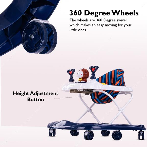 Baybee Blue Loomy Musical Baby Activity Walker with Adjustable Height ...