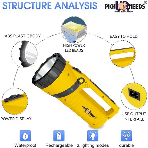 Pick Ur Needs Solar Emergency Led Torch Light for Home 4 hrs Torch ...