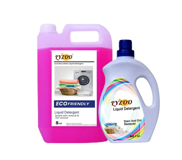 LYZOO Liquid detergent For Top And Front Load Rose Fragrance 5 Lt And 1 ...