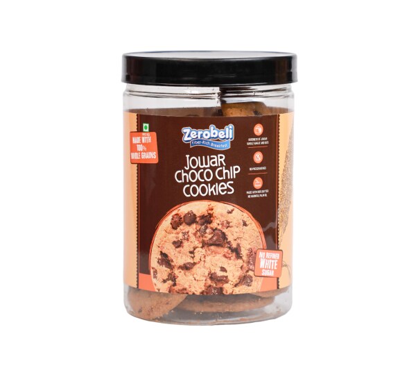 Zerobeli 100% Wholegrain Jowar Choco Chip Cookies 250g Jar | No Maida ...