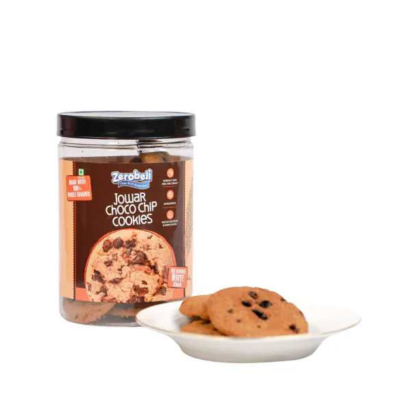 Zerobeli 100% Wholegrain Jowar Choco Chip Cookies 250g Jar | No Maida ...