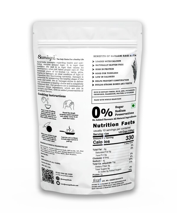 Samagni Ragi Atta | Finger Millet Flour | Low-Fat High Fibre Gluten ...