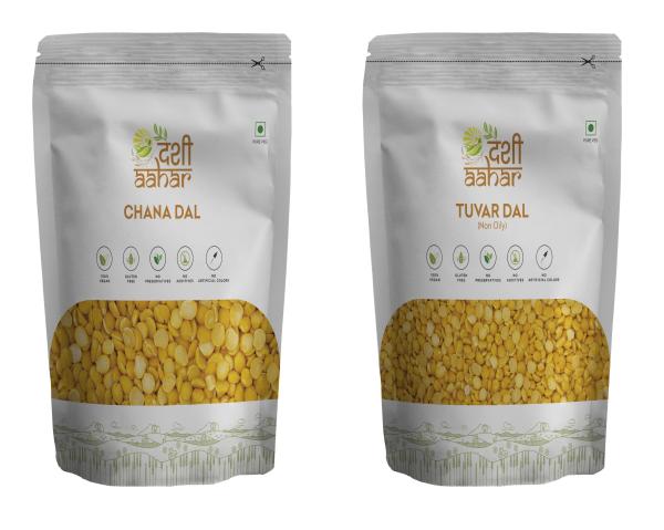DESI AAHAR Chana Dal & Tuvar Dal, (Each 500GR), Pack Of 2 - JioMart