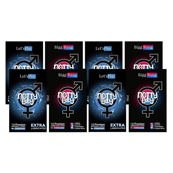 NOTTY BOY Extra Lubricated Plain Smooth and 4-IN-1 (Ribbed, Dotted, Contoured, Long Lasting ...