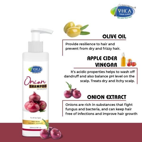 VHCA Onion Shampoo With Onion Extract - For Dry Frizzy Normal Hair For ...