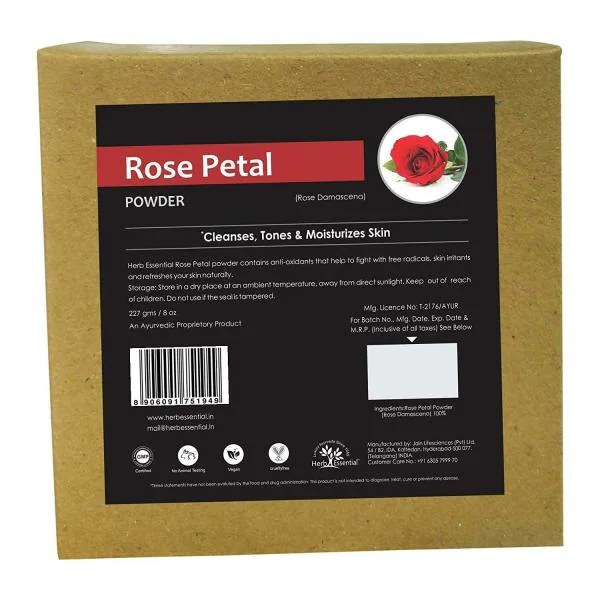 Herb Essential Pure Organic Rose Petal Rosa Powder 227 g - JioMart