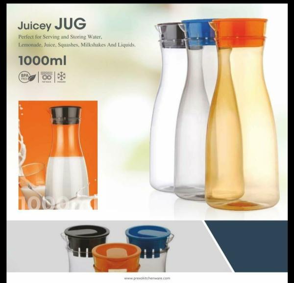 VDNSI Plastic Water Juice Jug with Lid for Soft Drink Transparent 1 ...