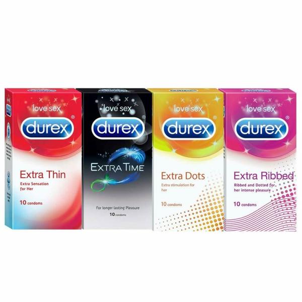 Pleasure Packs (Durex Extra Thin 10s, Extra Time 10s, Extra Dots 10s ...