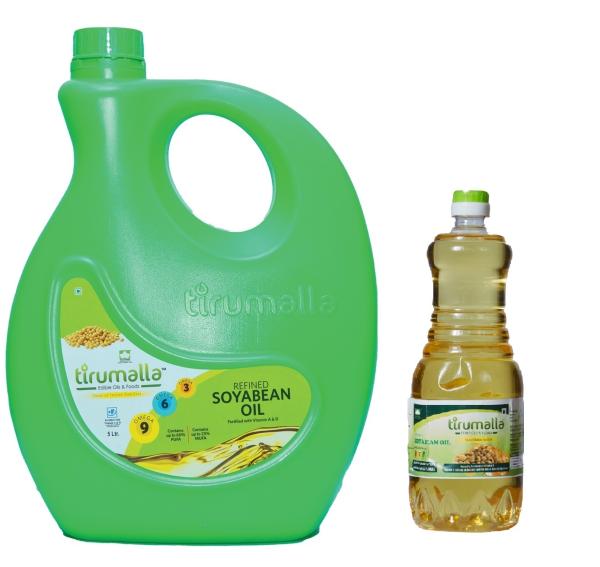 Tirumalla Refined Soyabean Oil - 6 Liter, Super Saver Combo Pack of 5 Liter Jar & 1 liter Bottle ...