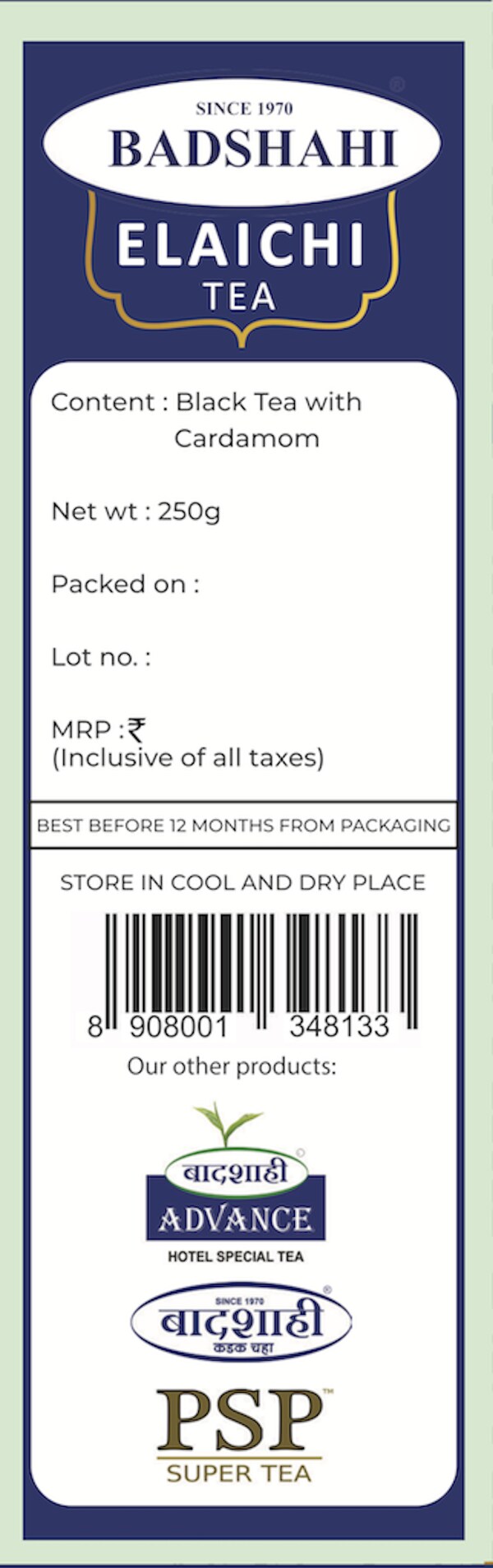 Badshahi Eliachi Tea Box Pack 250 GM (Pack of 2) Powder Polypack,(KADAK ...