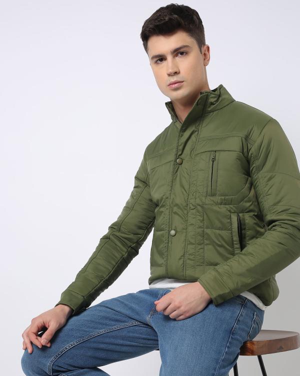 Slim Fit Jacket with Concealed Zip Placket - JioMart
